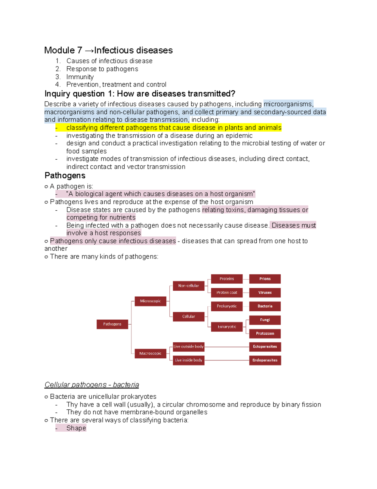 Module 7 →Infectious diseases - Module 7 →Infectious diseases 1. Causes ...