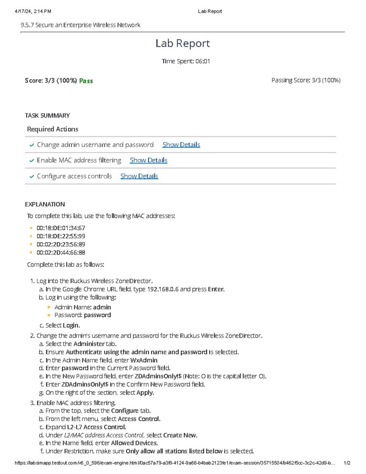 Learning Platform Comp TIA 12 a.2.4 - 4/17/24, 2:14 PM Lab Report - Studocu