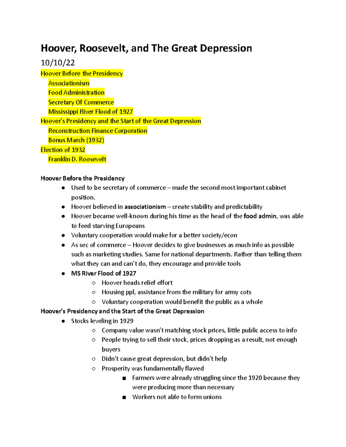 Hoover, Roosevelt, and The Great Depression - Hoover, Roosevelt, and The Great Depression 10/10 ...