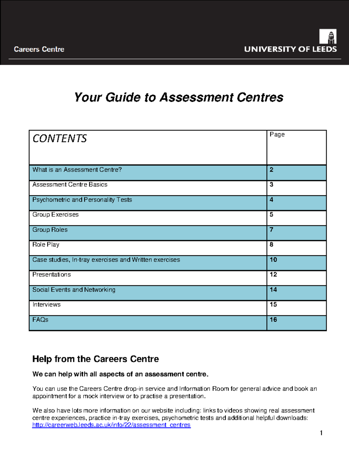 Your Guide to Assessment Centres Workshop Booklet - Your Guide to ...