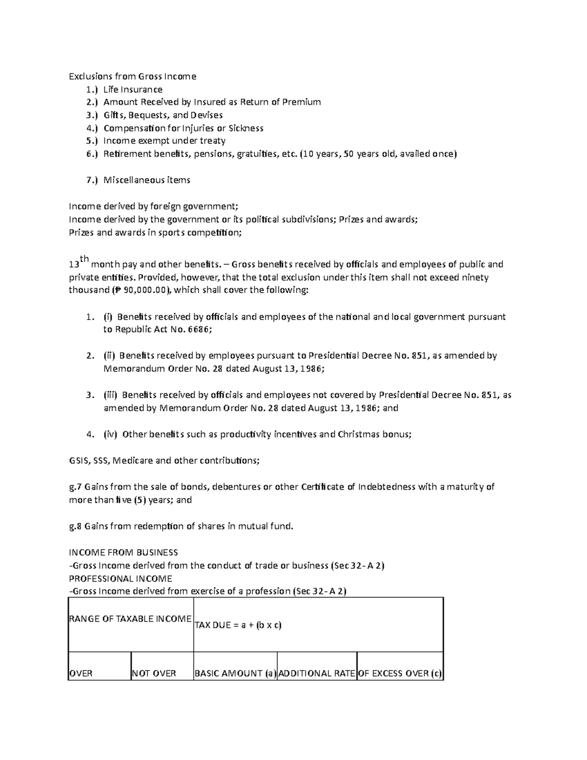 Tax Handout 3 - Exclusions from Gross Income 1.) Life Insurance 2 ...
