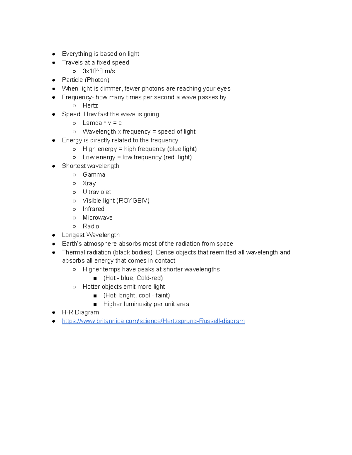 Exploring the Universe - Everything is based on light Travels at a ...