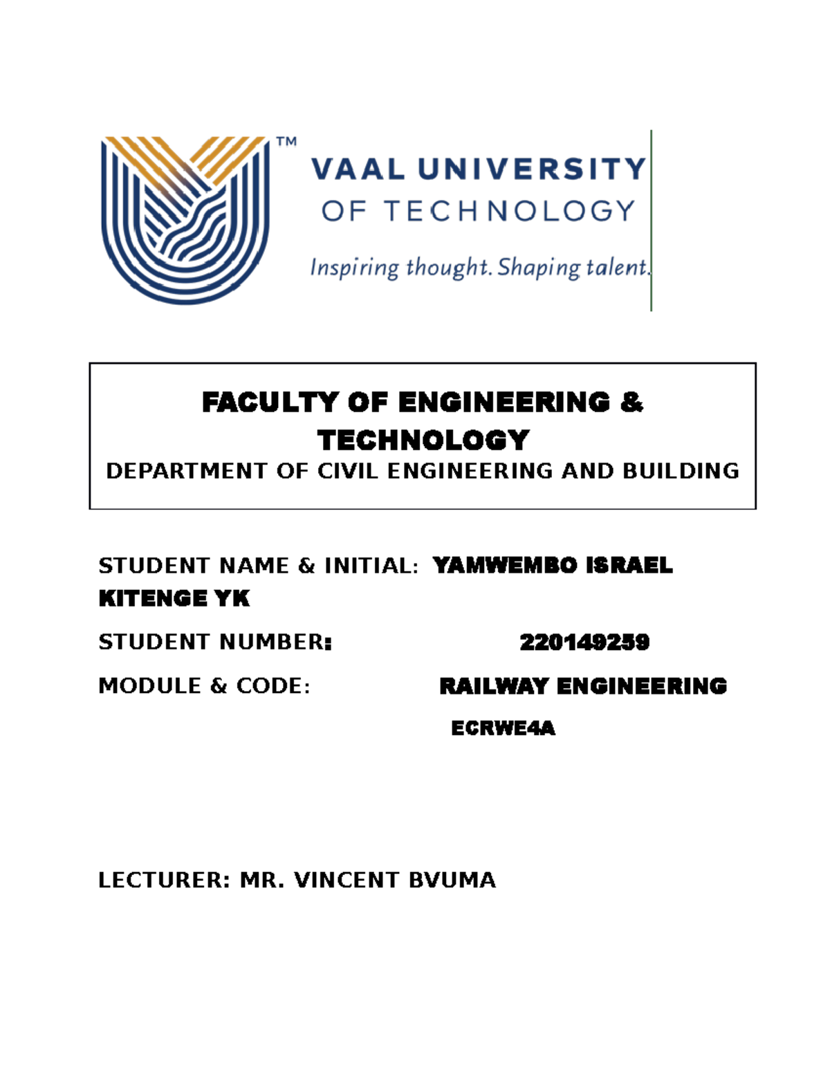 Topic FOR THE Project - to read - FACULTY OF ENGINEERING & TECHNOLOGY ...