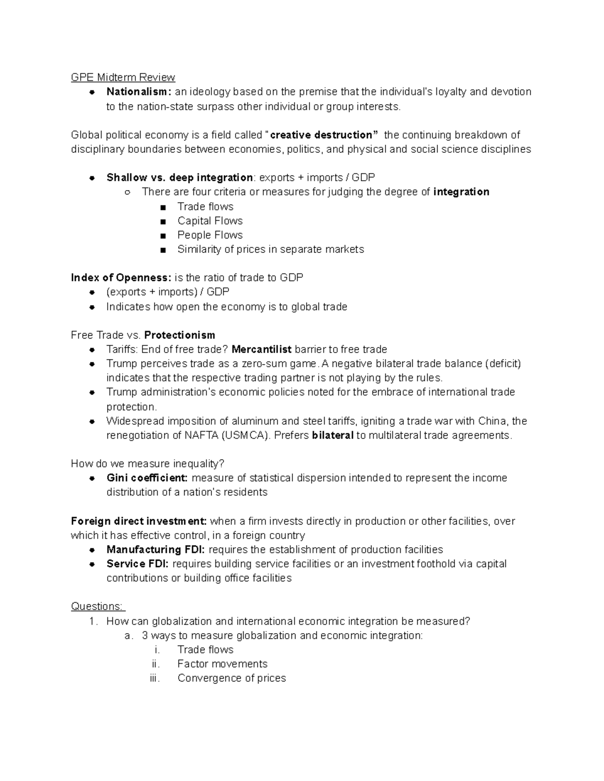 GPE Midterm Review - ECO 3108 - Villanova - Studocu