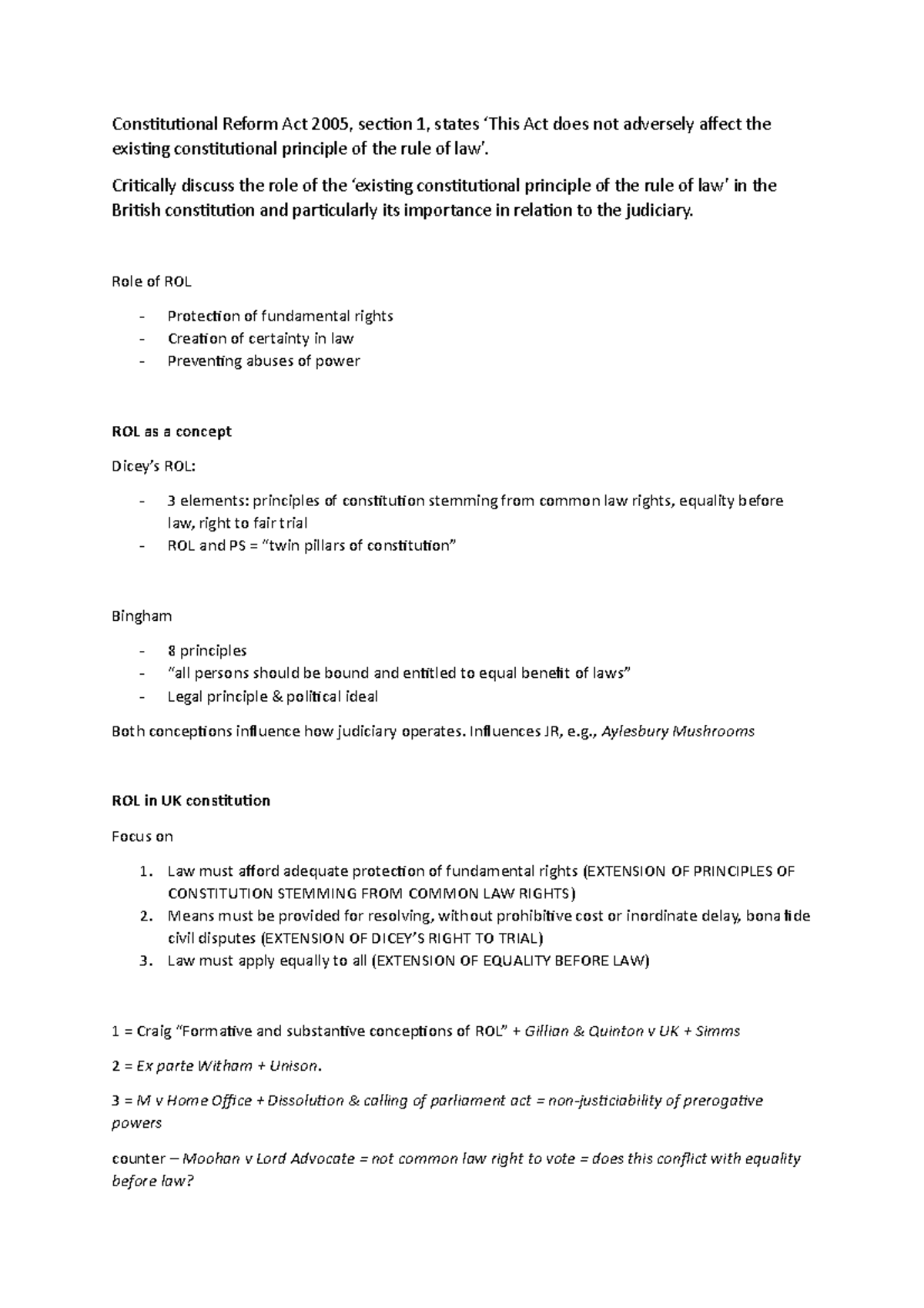 Public ROL plan - This is an outline plan for a rule of law essay ...