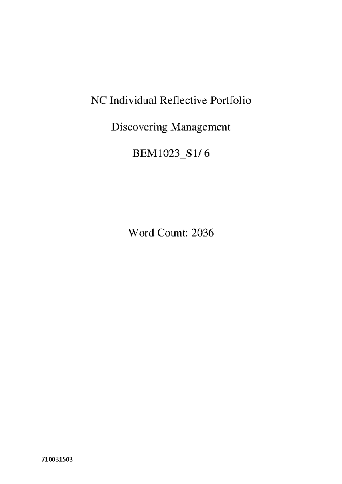 Individual Reflective Portfolio - NC Individual Reflective Portfolio ...