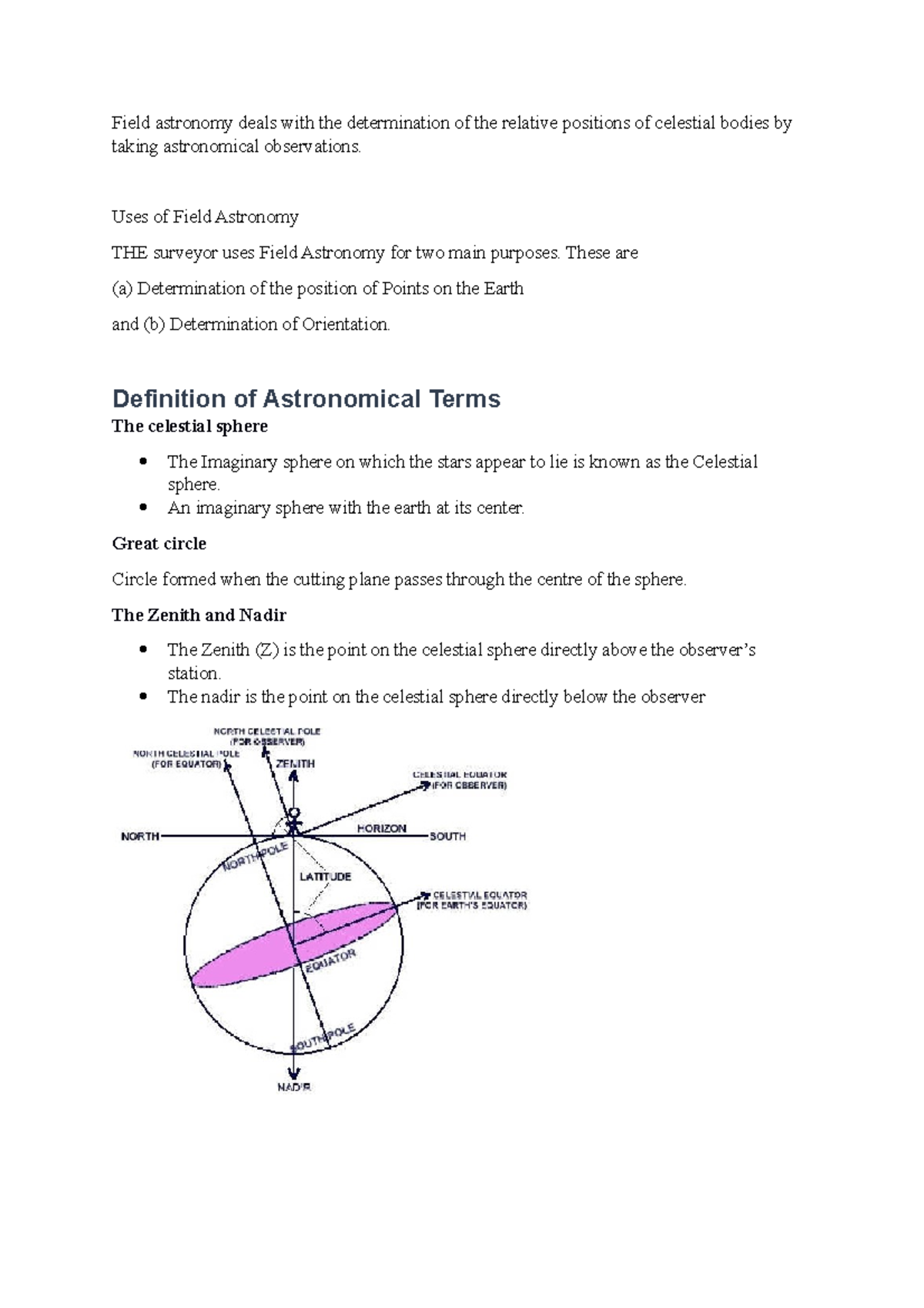 Field Astronomy - Uses of Field Astronomy THE surveyor uses Field ...