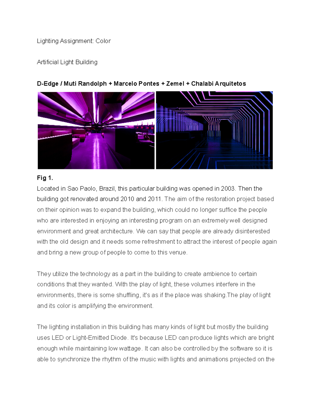 Artificial and Natural Lighting in Building - Lighting Assignment ...