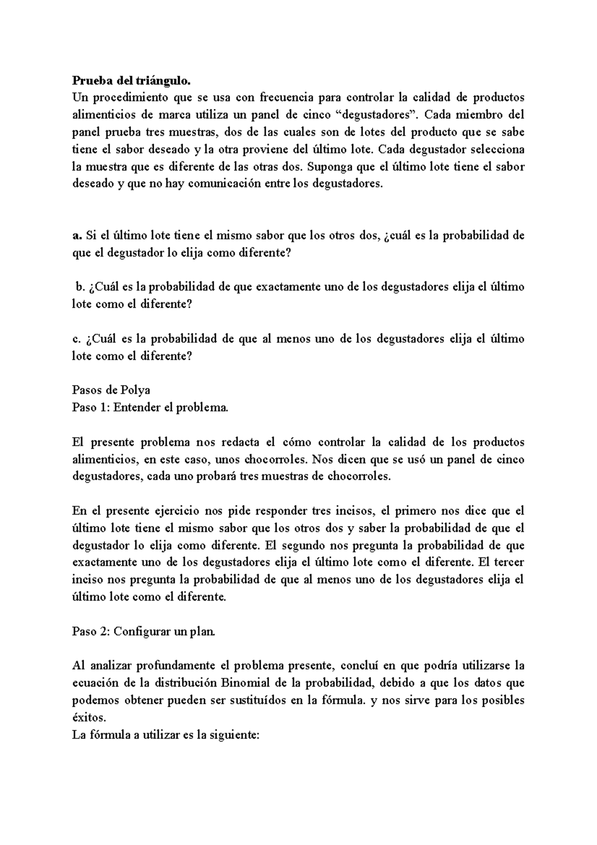 Prueba de Triángulo - problemas estadísticos - Prueba del triángulo. Un ...