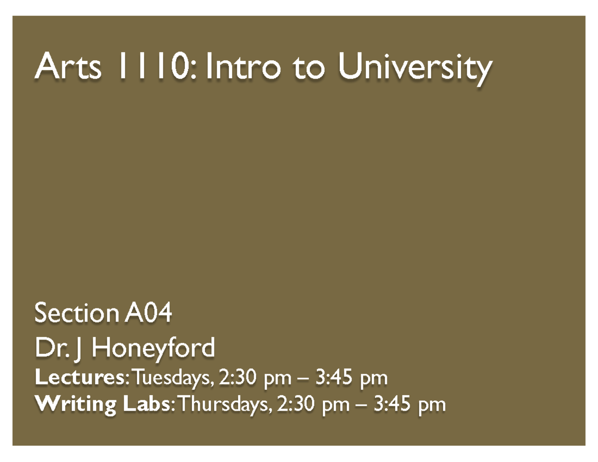 Bloom's and Discipline-specific learning - Arts 1110: Intro to ...