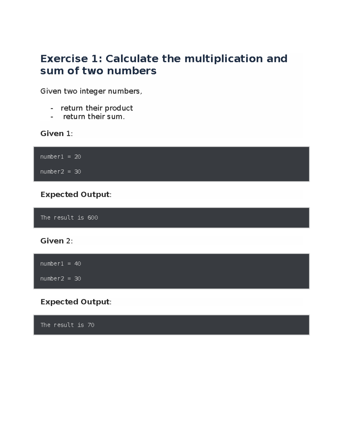 Exercise 1 - Computer aided design - Exercise 1: Calculate the ...