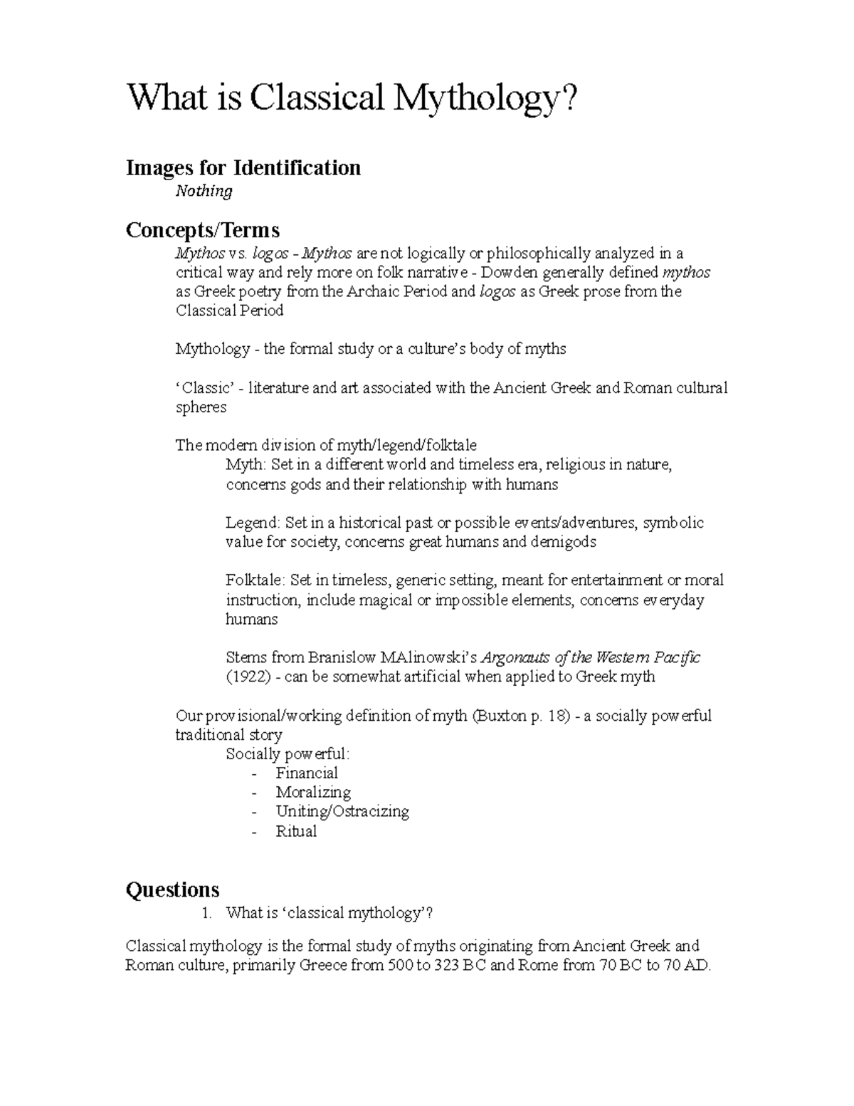 1 What is Myth - worksheet 1 - What is Classical Mythology? Images for ...