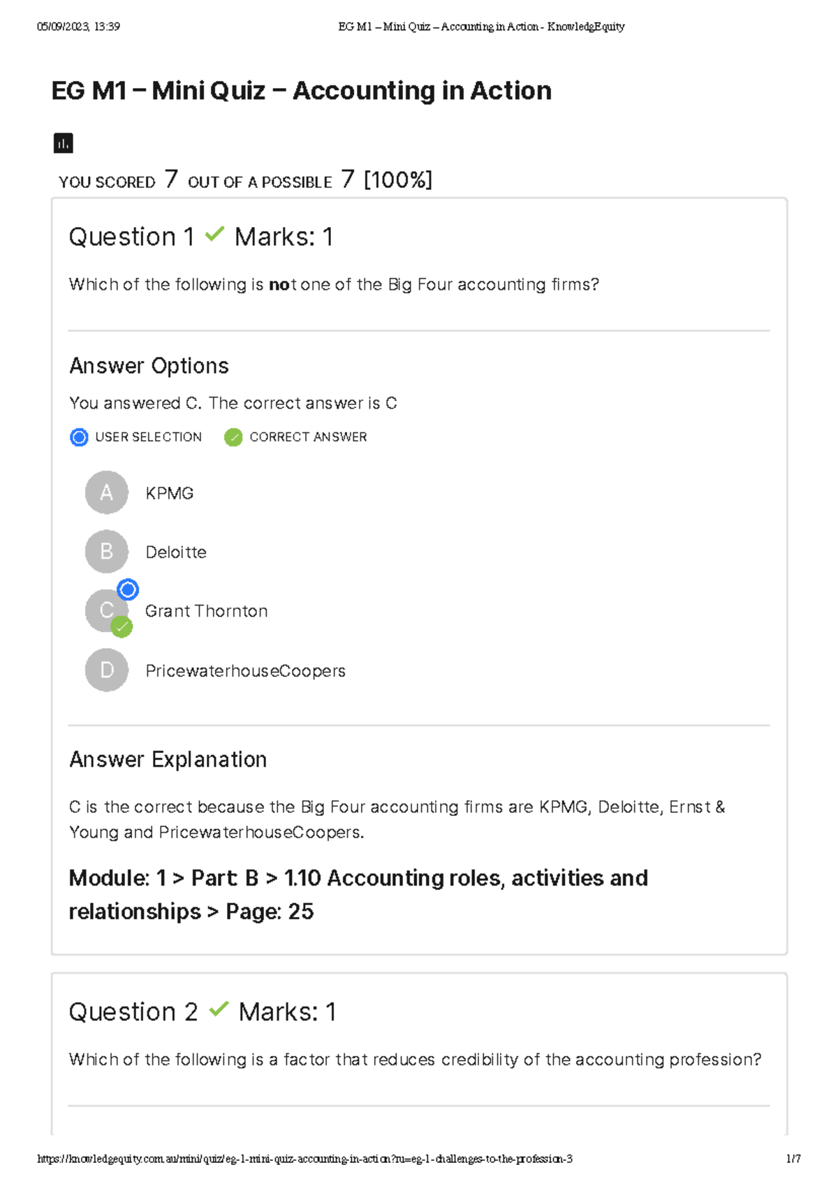 EG M1 – Mini Quiz – Accounting in Action - Knowledg Equity - EG M1 Mini ...