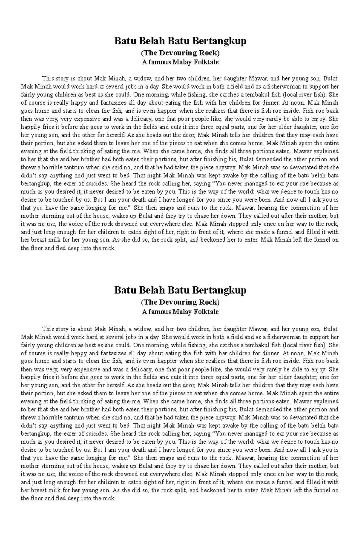 BATU Belah BATU Bertangkup - Batu Belah Batu Bertangkup (The Devouring ...