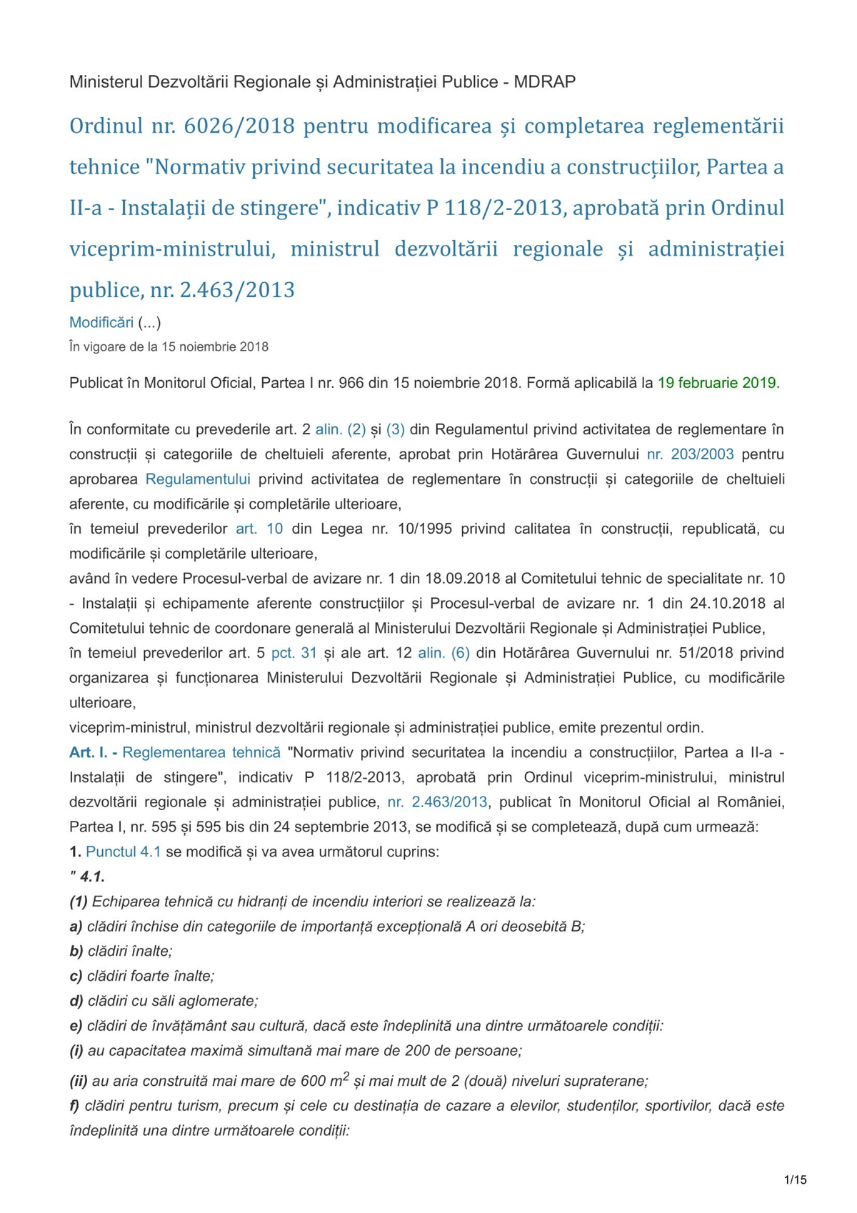 Ordin 6026 2018 instalatii stingre modificare p118 2 - Proiect tehnic ...