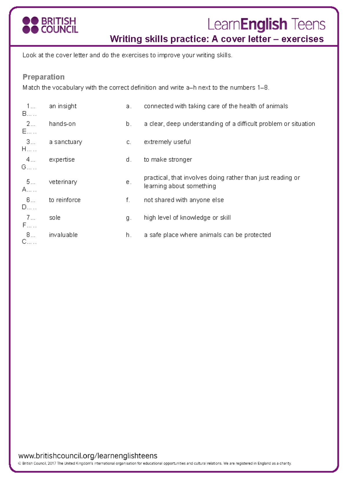 A cover letter - exercises EJRCICIOS COMPLETOS EN CLASE - Inglés I ...