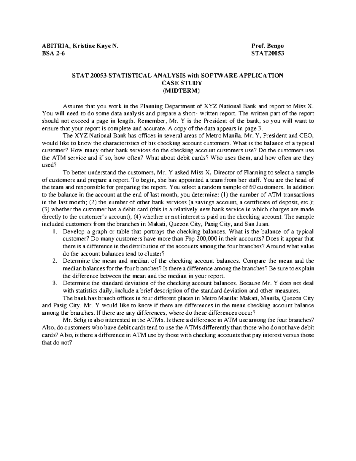 STAT2005 3- Midterm Abitria, Kristine Kaye N - ABITRIA, Kristine Kaye N ...