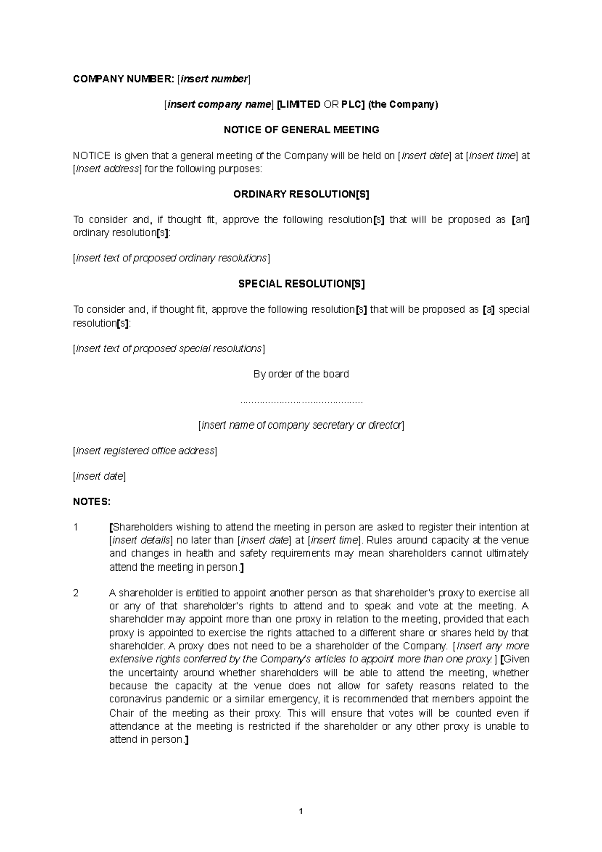 Business WS 6 Precedent Document - GM, OR, SR (LEAH) - COMPANY NUMBER ...
