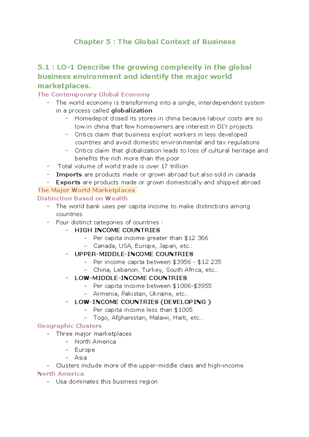 Chapter 5 The Global Context of Business - Chapter 5 : The Global ...