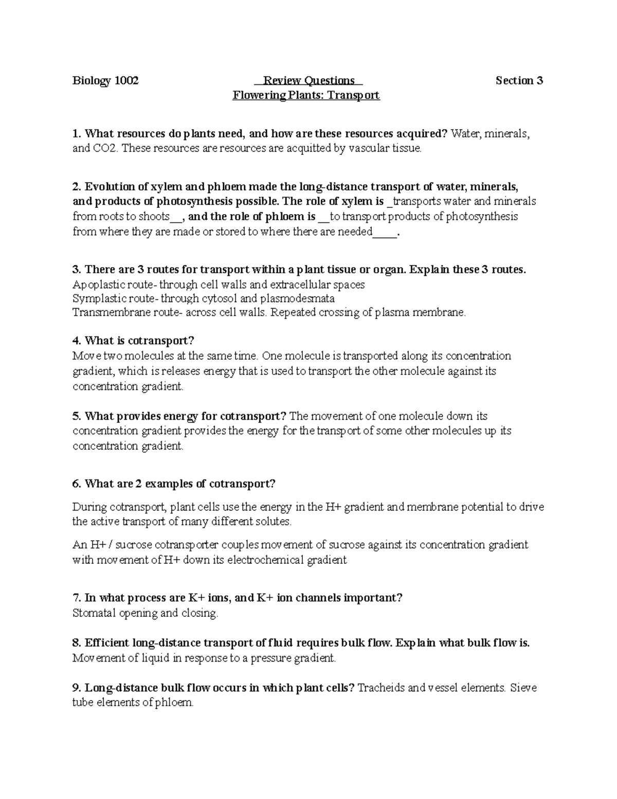 Biology 1002 Review Questions Section 3 - Biology 1002 Review Questions ...