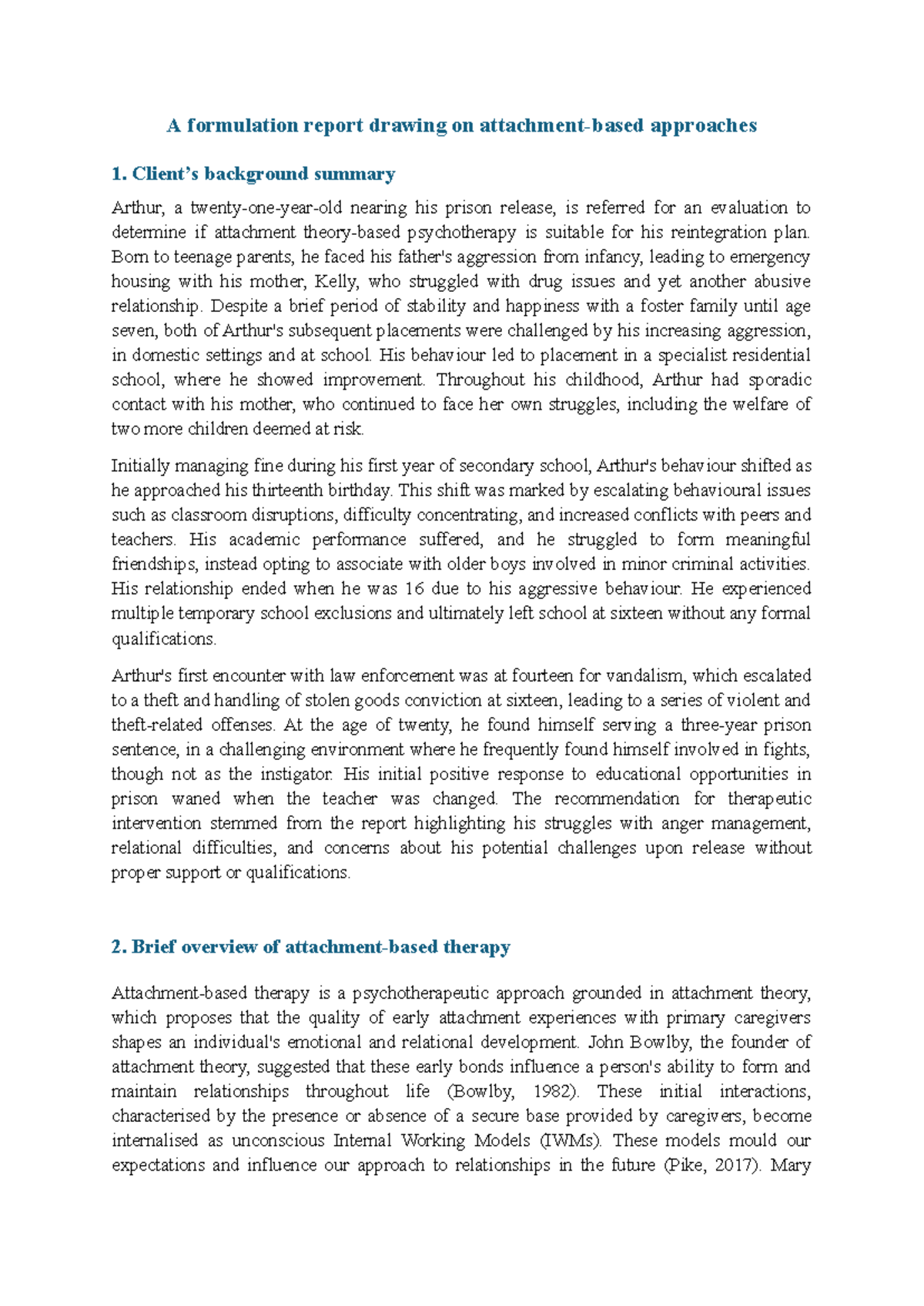 TMA04 - A formulation report drawing on attachment-based approaches 1 ...