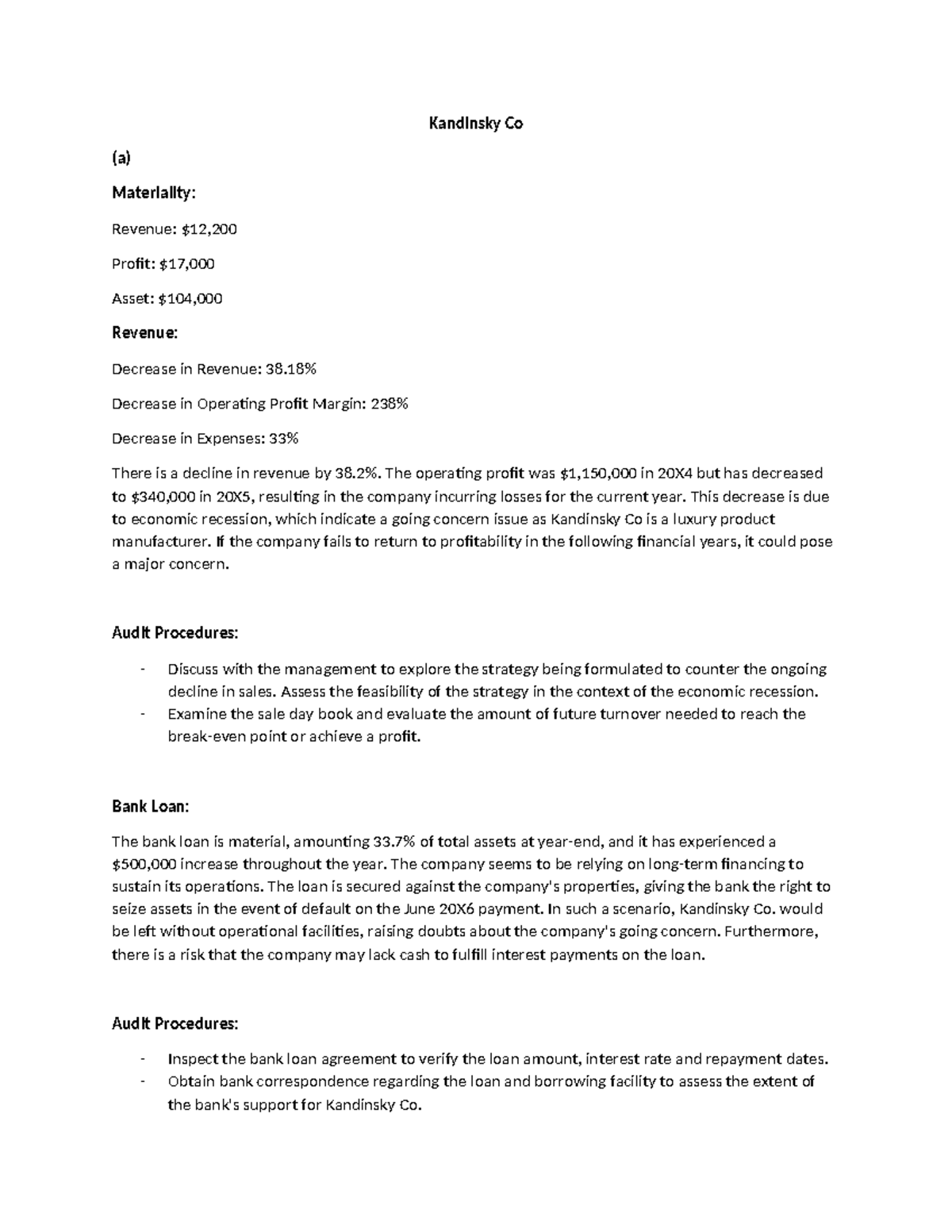 AAA Weekend - Assignment of P7 BBP kit - Kandinsky Co (a) Materiality ...