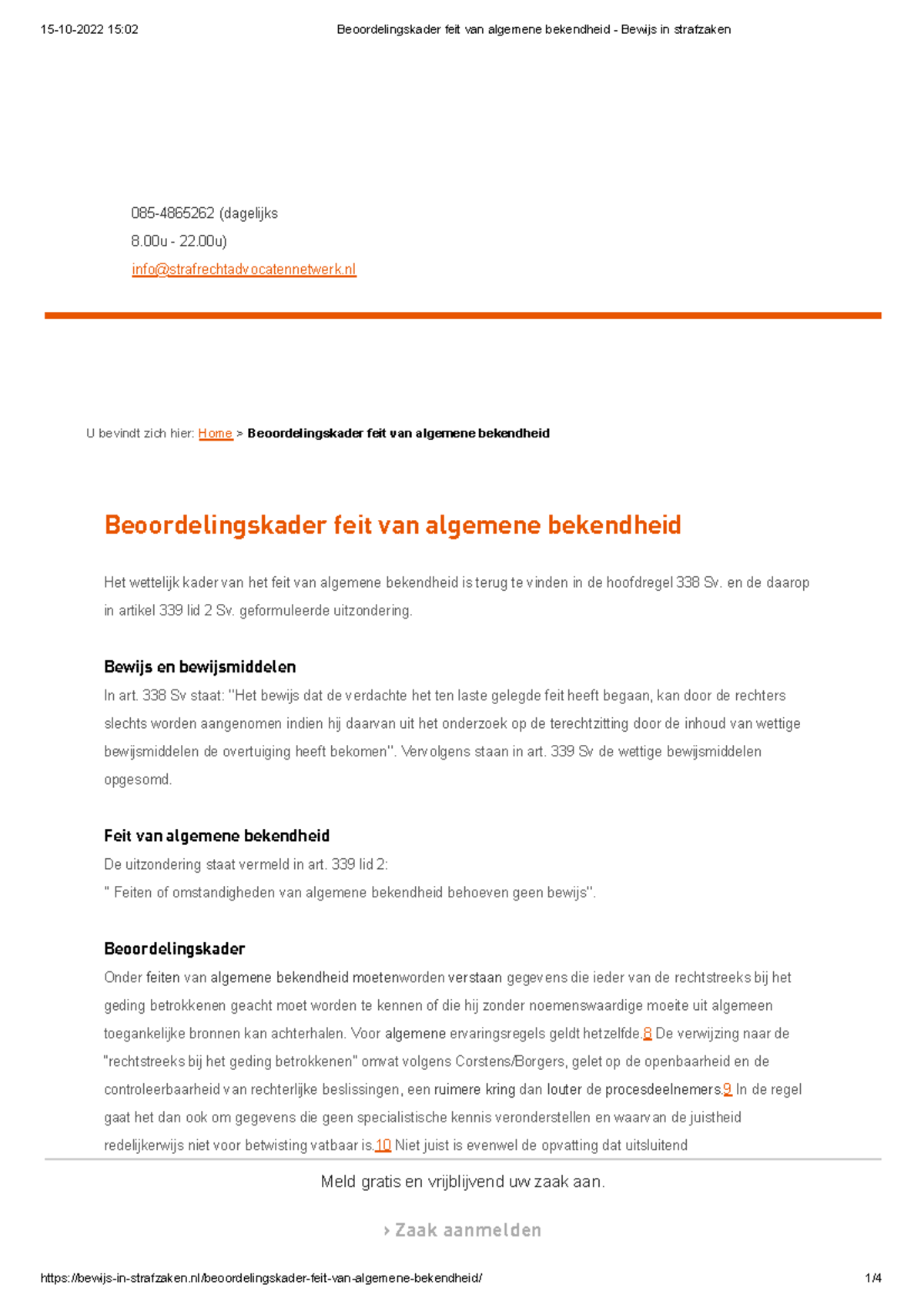 Feit van algemene bekendheid - en de daarop in artikel 339 lid 2 Sv ...