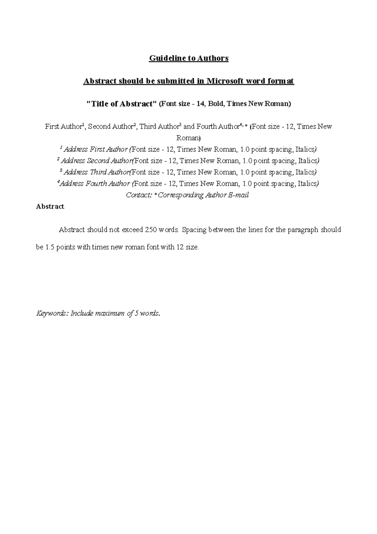 Abstract Template - Guideline to Authors Abstract should be submitted ...