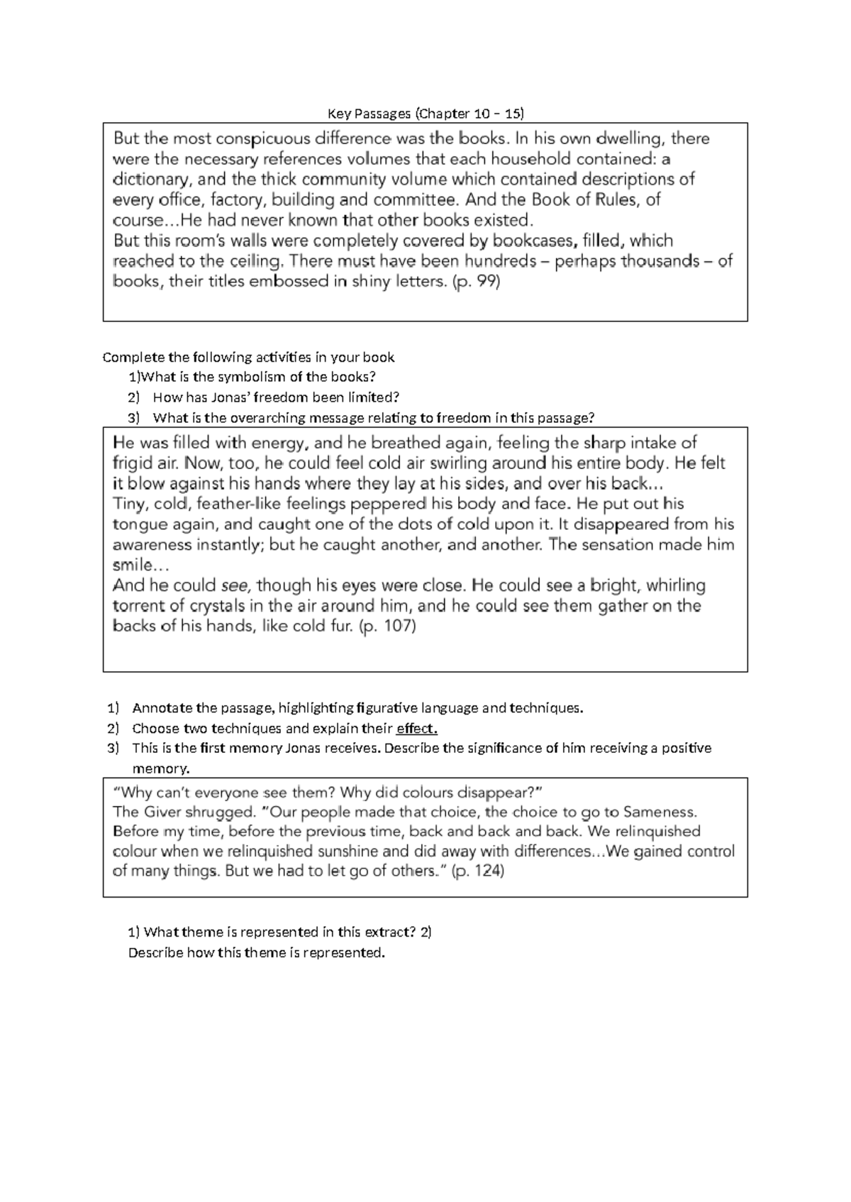 Key Passages docx - Key Passages (Chapter 10 – 15) Complete the ...