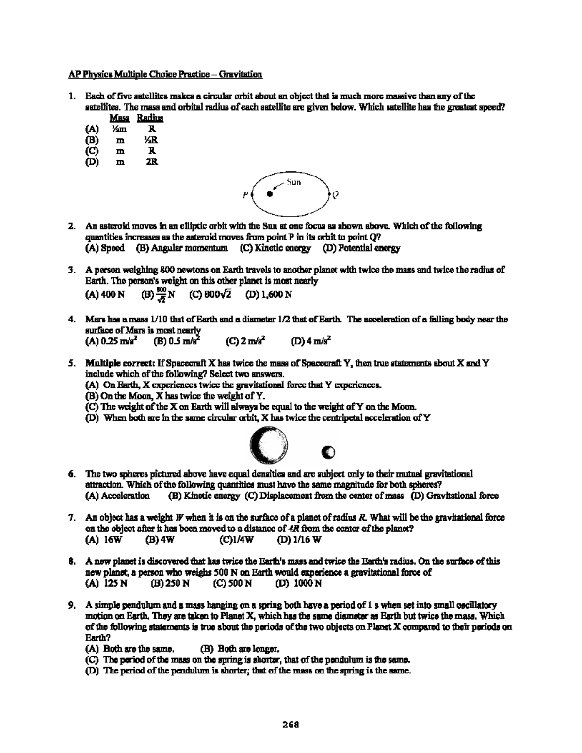 Copy of Physics Gravity Problems - AS101 - Studocu