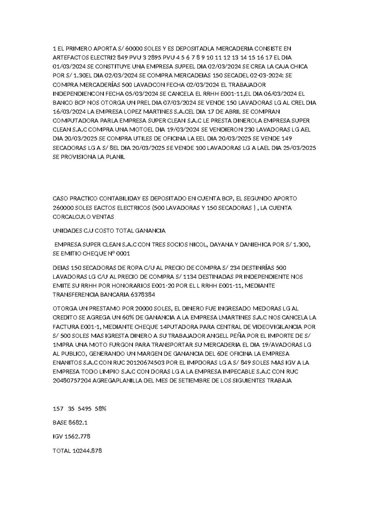 Contabilidad entregable 1 - 1 EL PRIMERO APORTA S/ 60000 SOLES Y ES ...