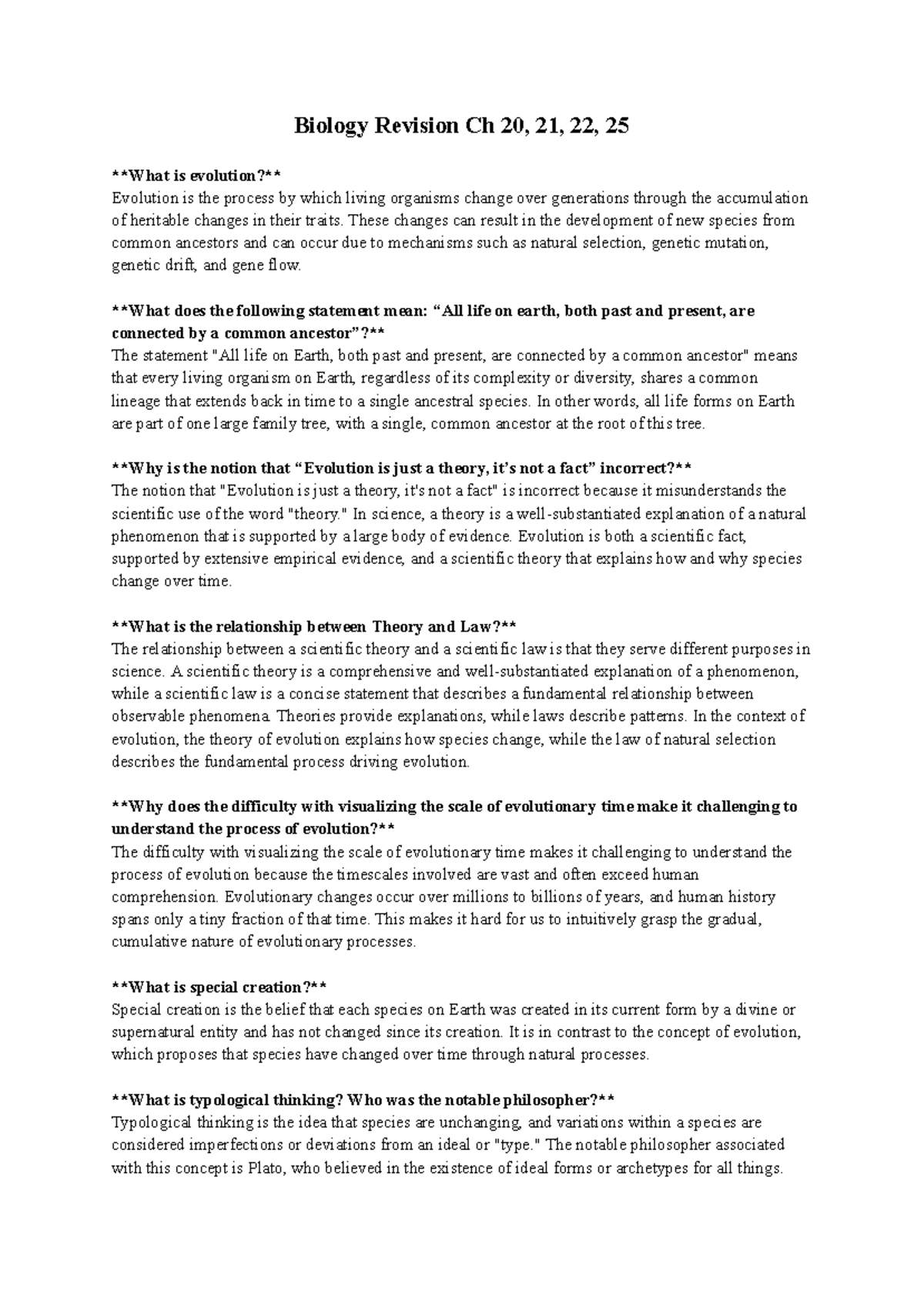 Biology Revision Ch 20, 21, 22, 25 - Biology Revision Ch 20, 21, 22, 25 ...