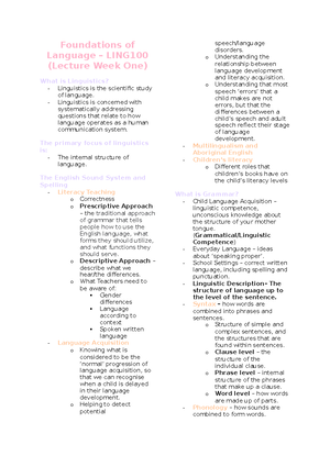 Week Four Lecture and Tutorial - Foundations of Language – LING1000 ...