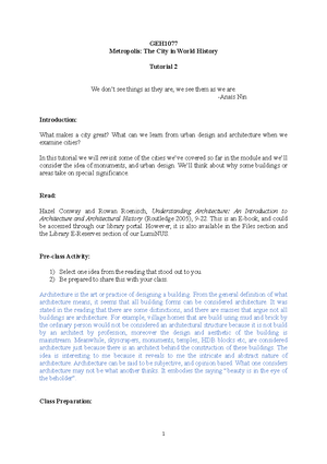 Tutorial 1 Guide - GEH1077 - GEH Metropolis: The City in World History ...