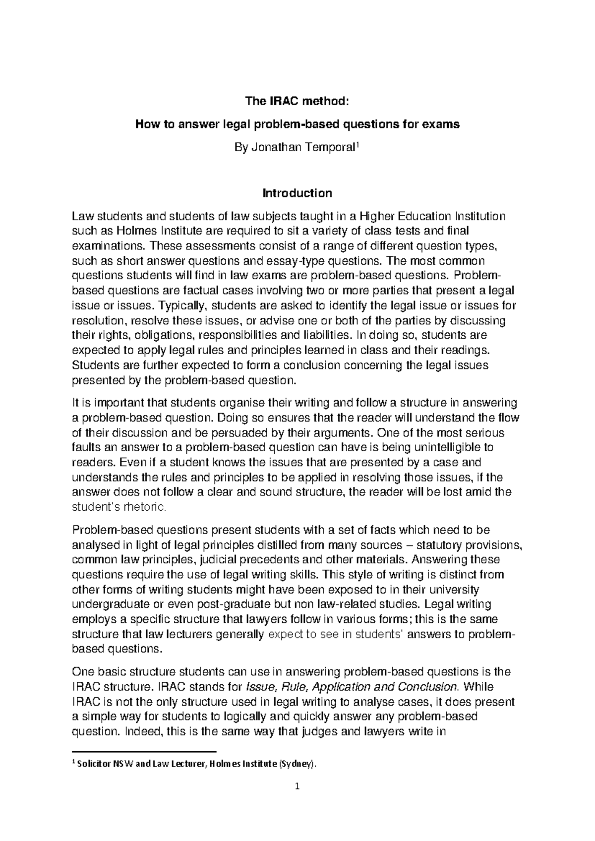 IRAC - How to answer legal problem-based questions for exams - The IRAC method: How to answer ...