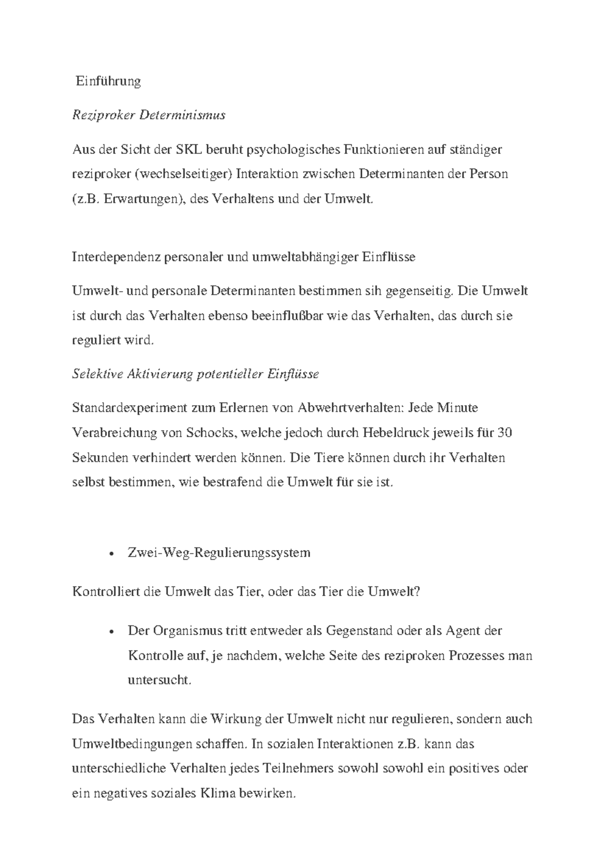 Reziproker Determinismus - Einführung Reziproker Determinismus Aus der ...