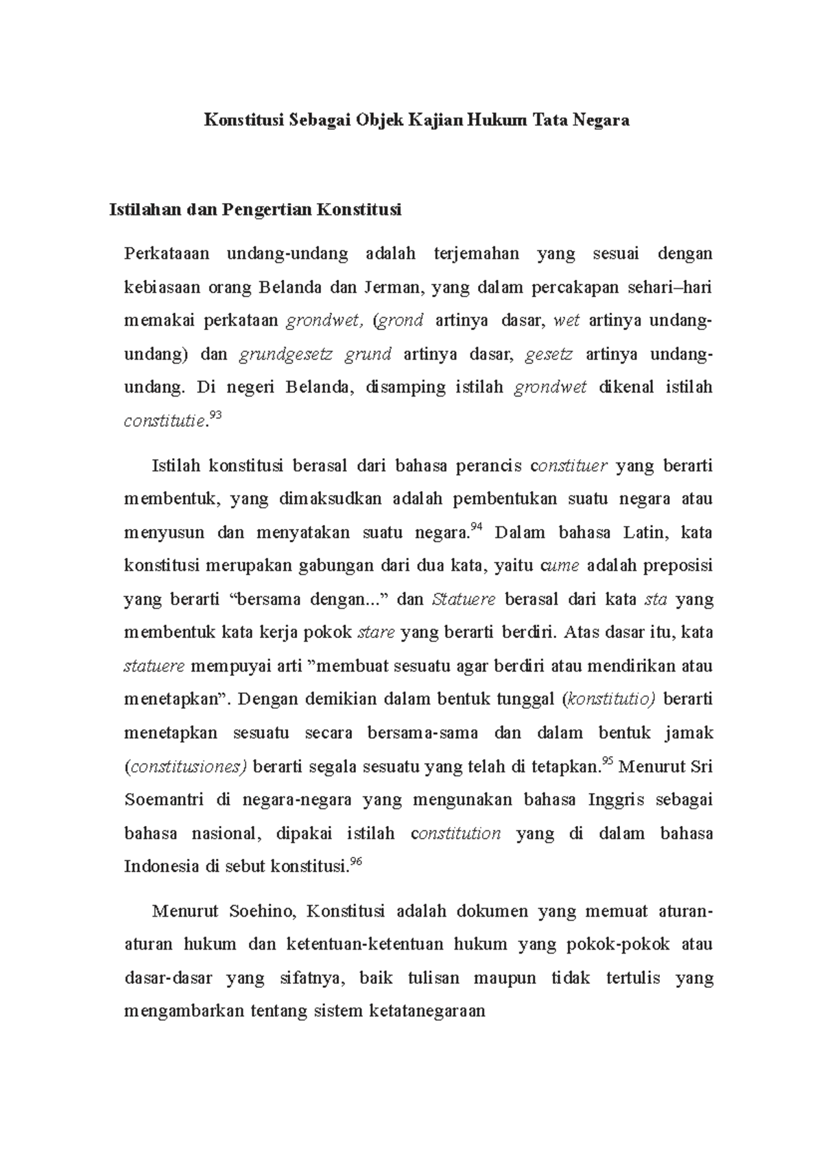 Konstitusi Sebagai Objek Kajian Hukum Tata Negara - Di negeri Belanda ...