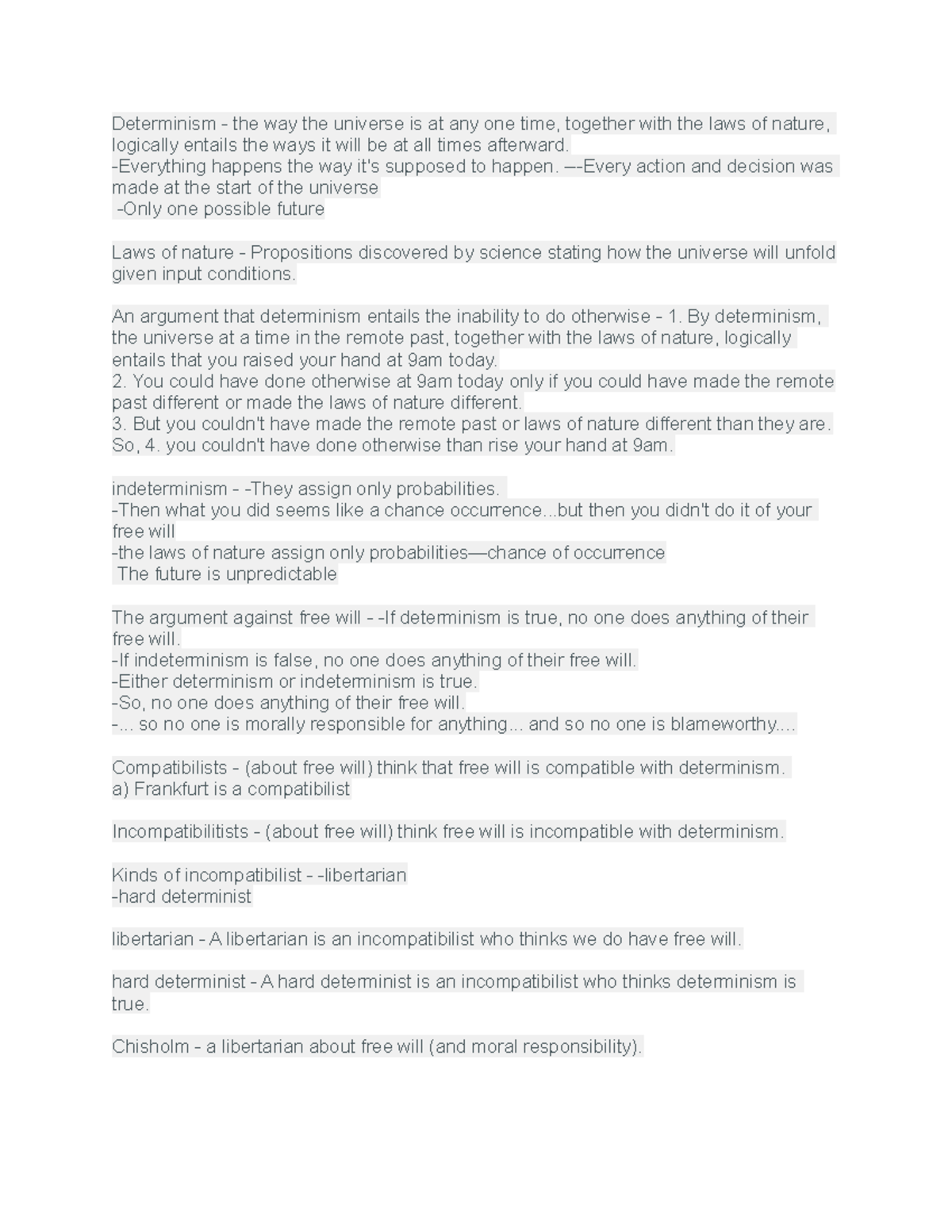 Philosophy 1000 final study guide - Determinism - the way the universe ...