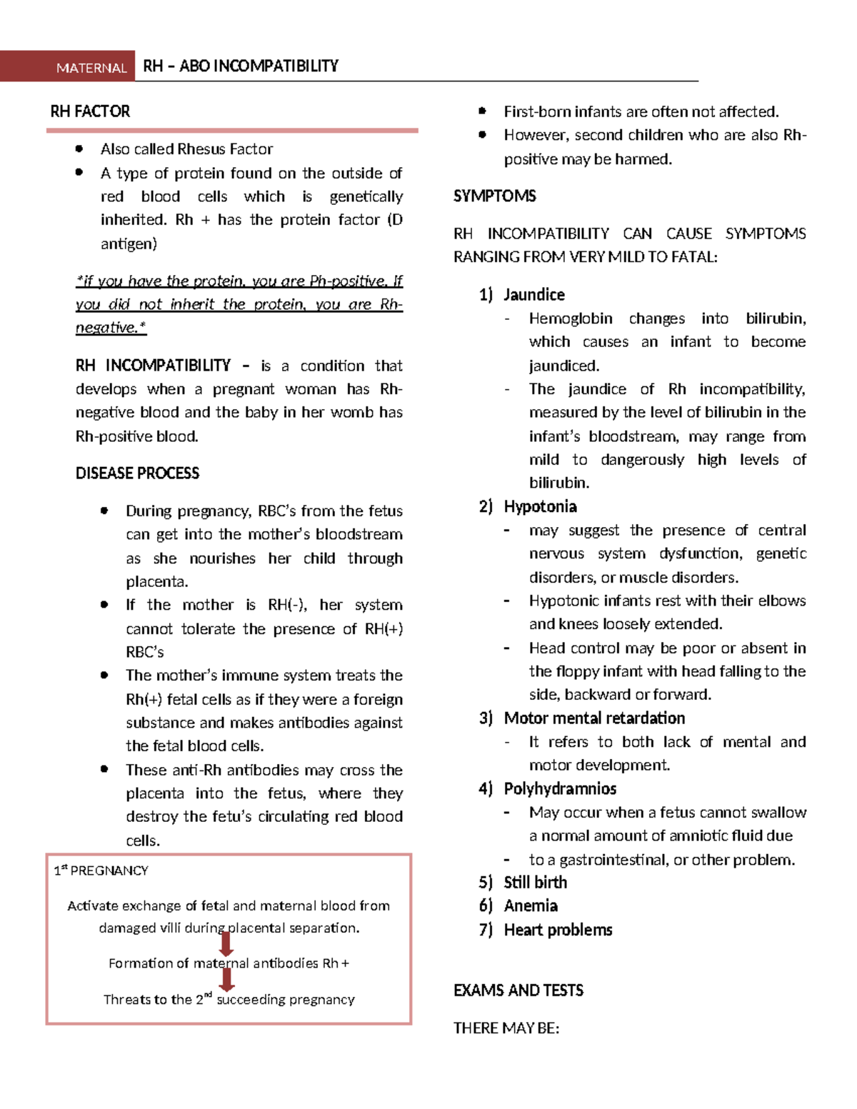 RH AND ABO Incompatibility - MATERNAL RH – ABO INCOMPATIBILITY RH ...