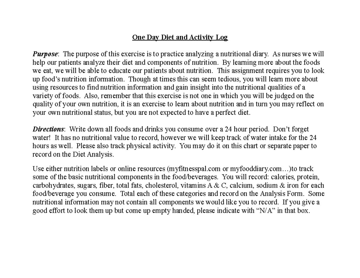 1 Day Food Diary One Day Diet And Activity Log Purposehelp Our 1-day-food-diary-one-day-diet-and-activity-log-purposehelp-our