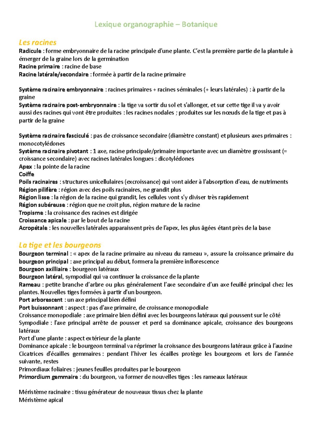 Lexique organographie - botanique - Lexique organographie – Botanique ...