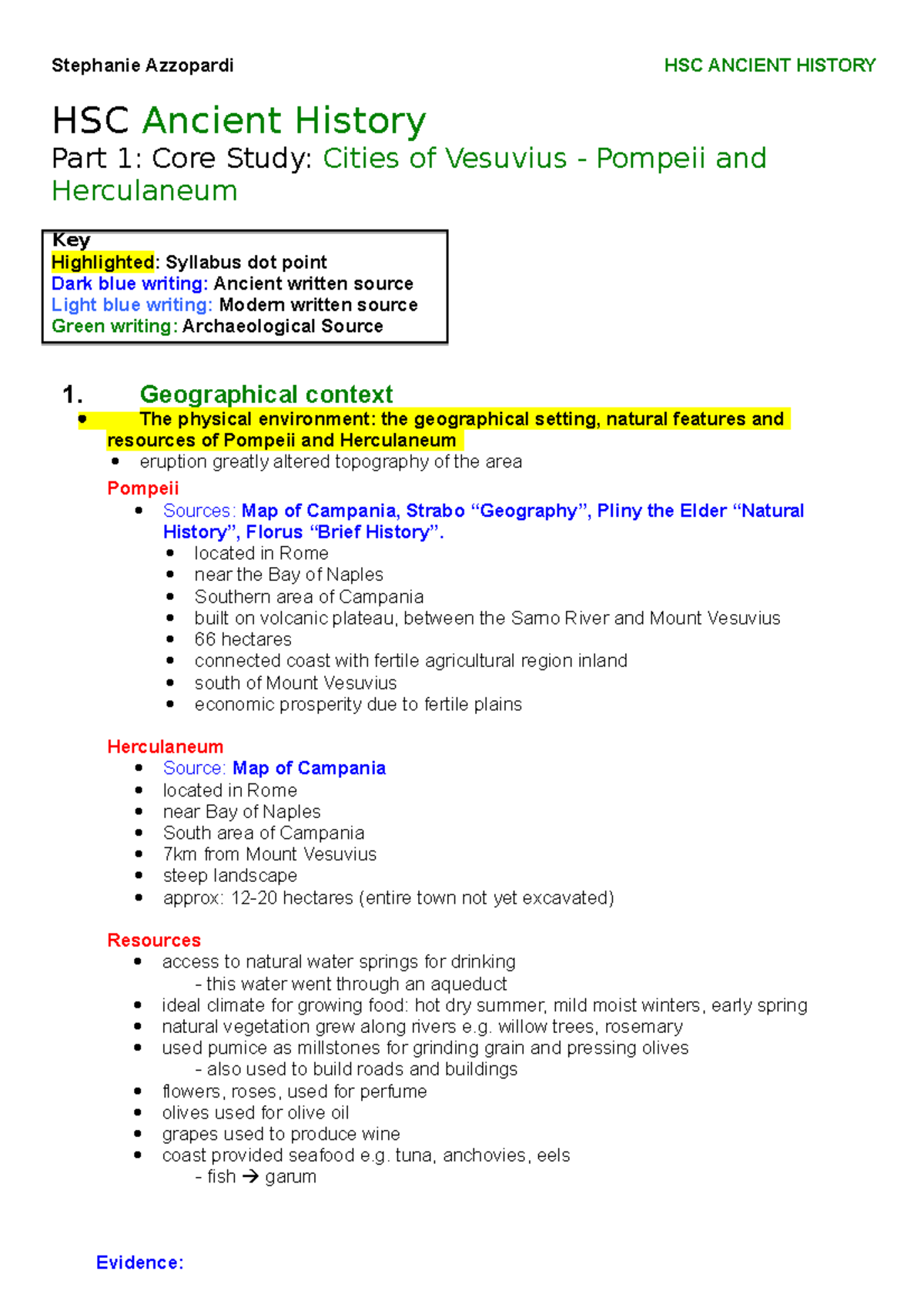 2X74 8767pompeii and herculaneum study notes - HSC Ancient History Part ...