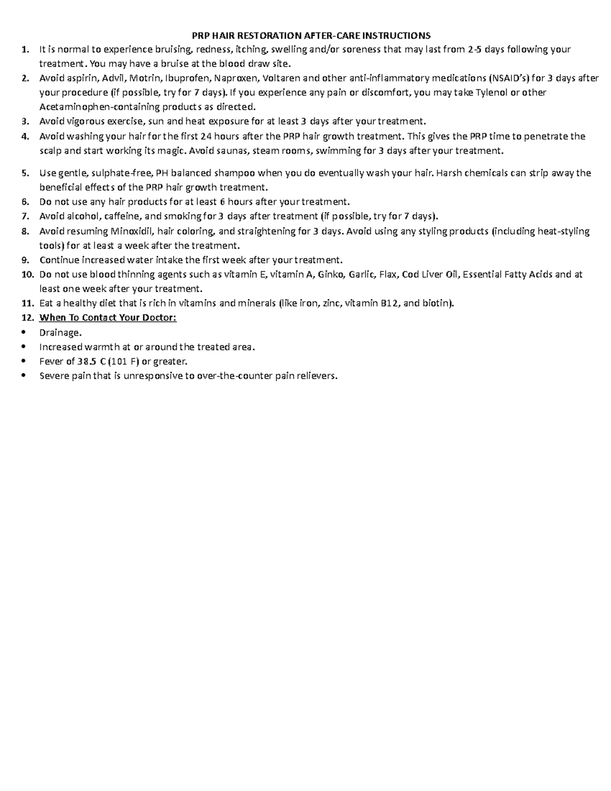 PRP Hair - PRP Hair post care - PRP HAIR RESTORATION AFTER-CARE ...