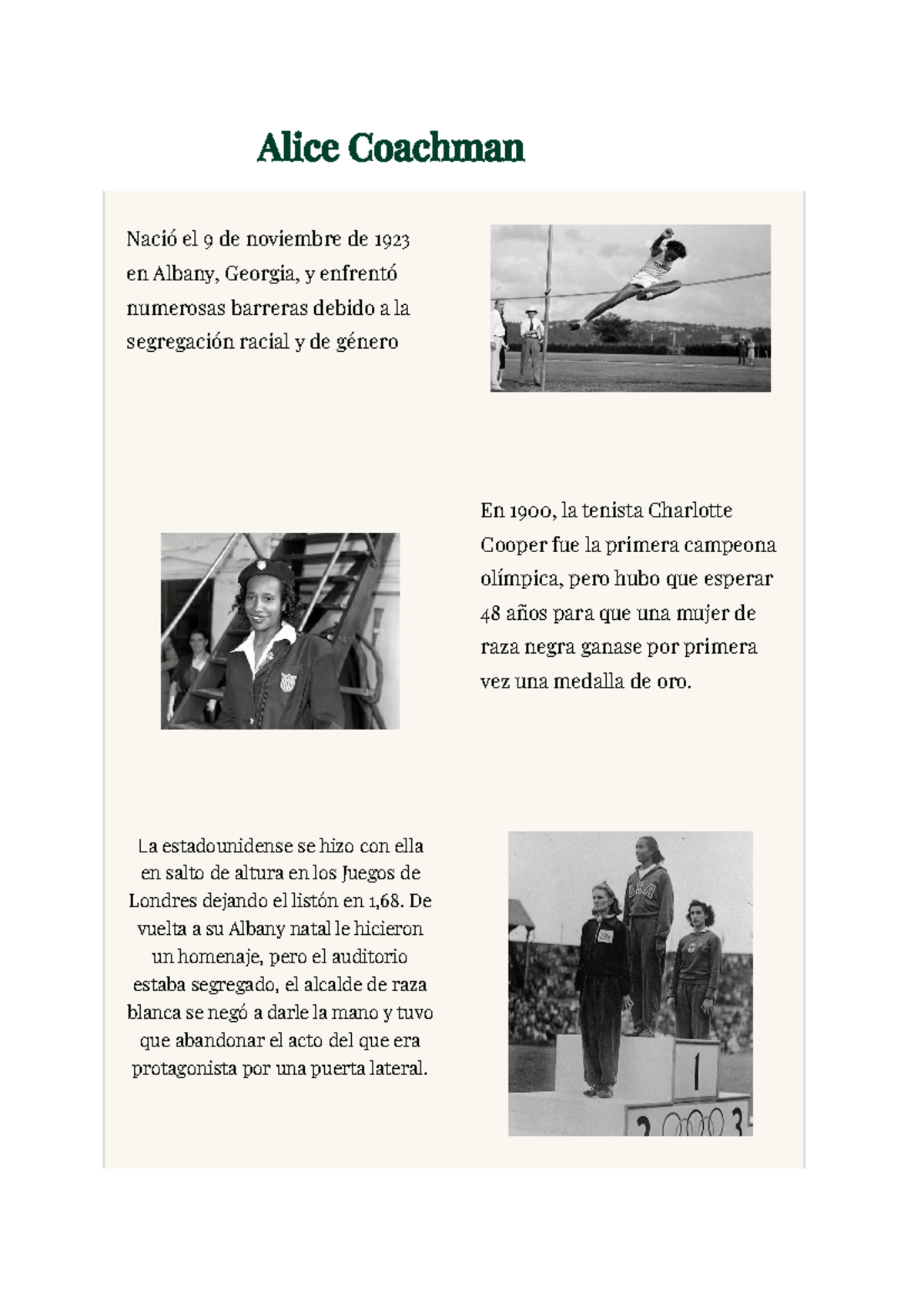 Copia de Alice Coachman - Alice Coachman Nació el 9 de noviembre de ...