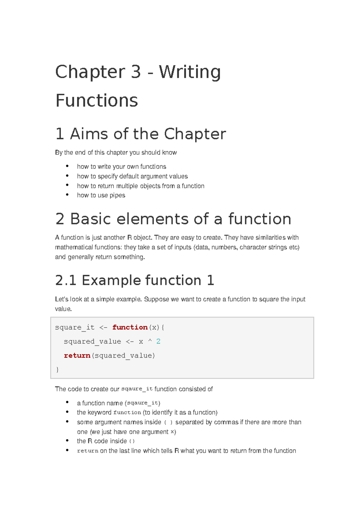 Chapter 3-1 - Writing Functions - Chapter 3 - Writing Functions 1 Aims ...