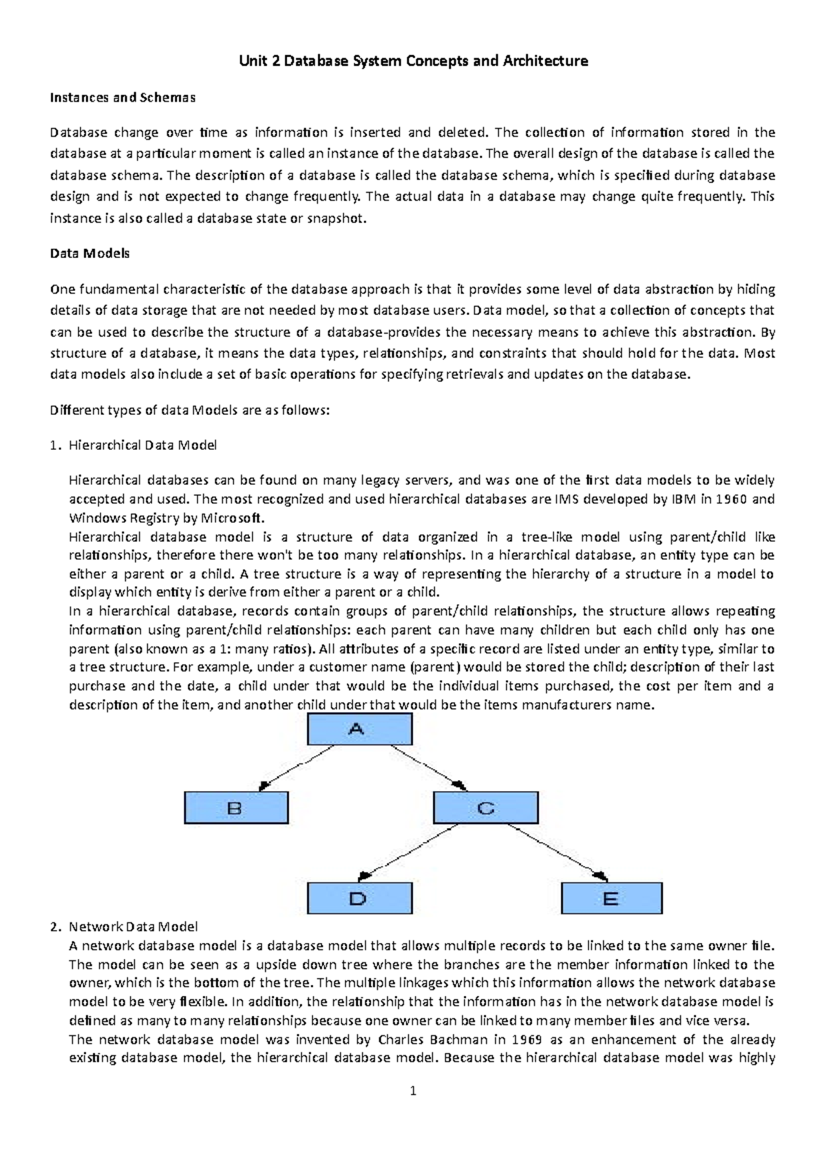 Unit 2 Database System Concepts and Architecture - Unit 2 Database ...