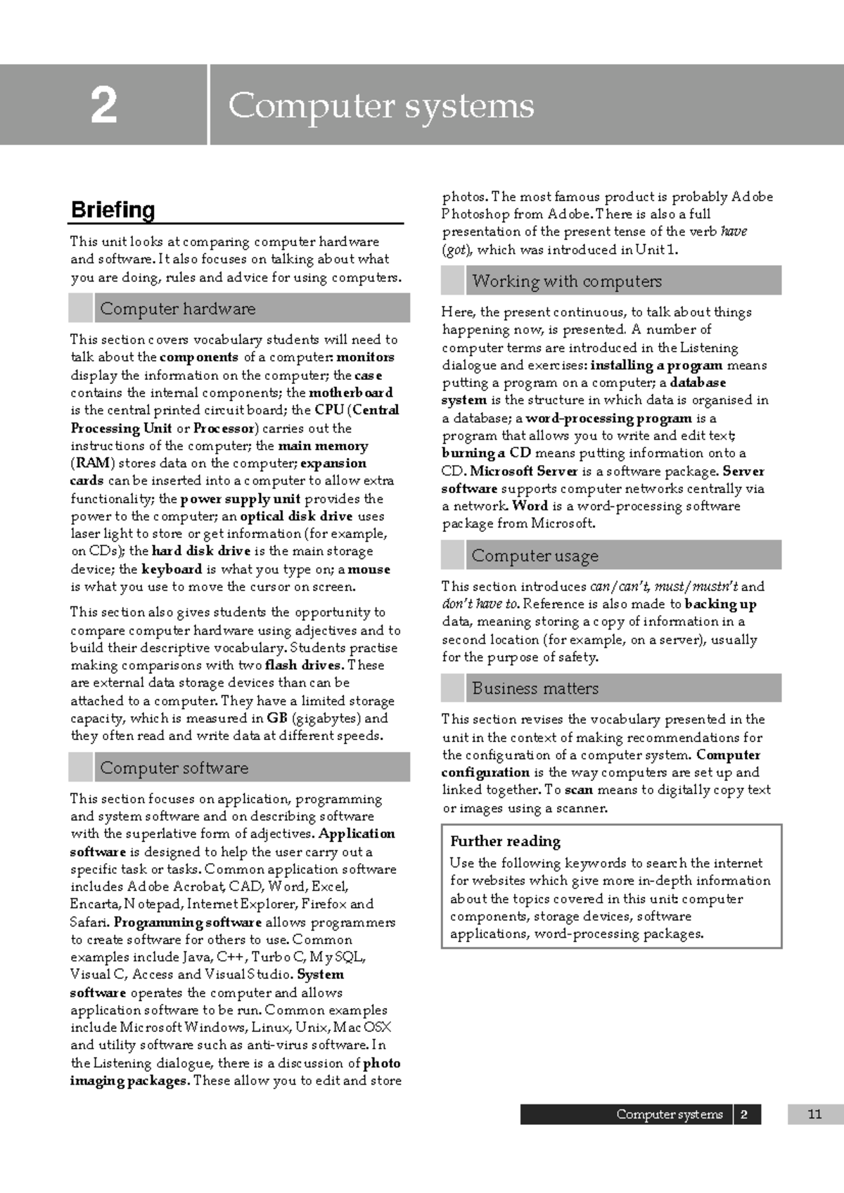 Unit 2 VE IT TB - TACB 3 - 2 Computer systems Briefing This unit looks at comparing computer ...