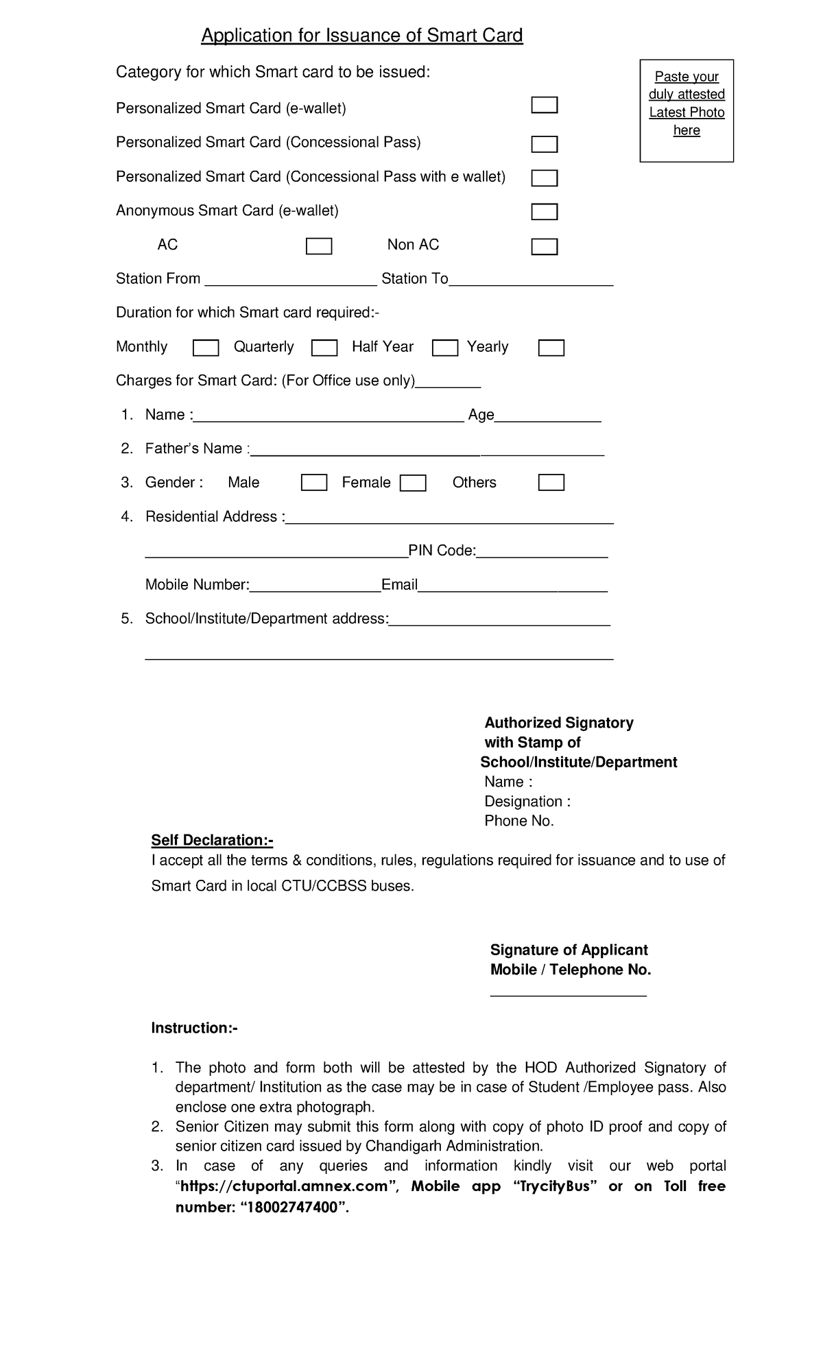 Application-for-buspass - Application for Issuance of Smart Card ...