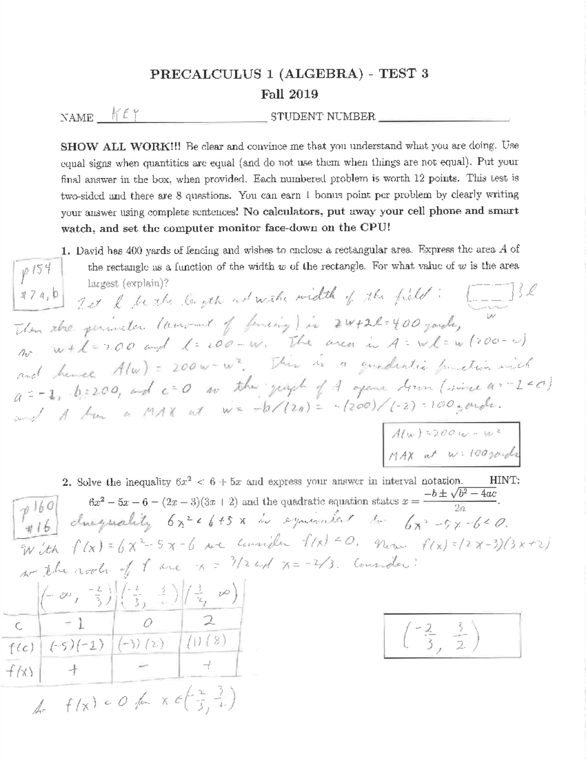 Test 3 Precalculus - MATH 105 - Studocu
