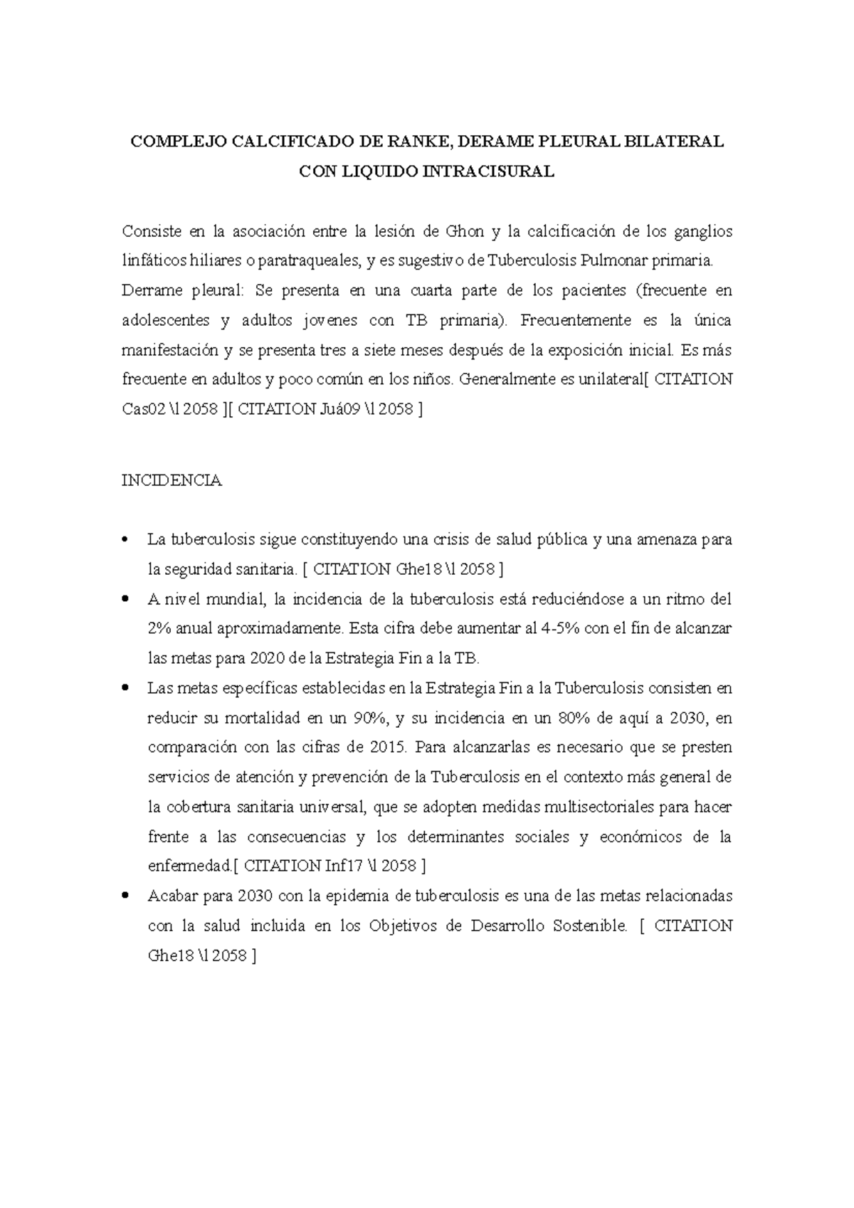 COMPLEJO CALCIFICADO DE RANKE-TUBERCULOSIS PULMONAR - COMPLEJO ...